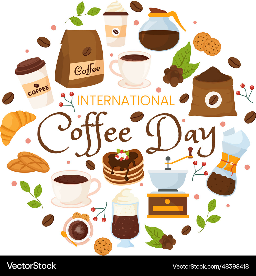 International coffee day on 1st october Royalty Free Vector