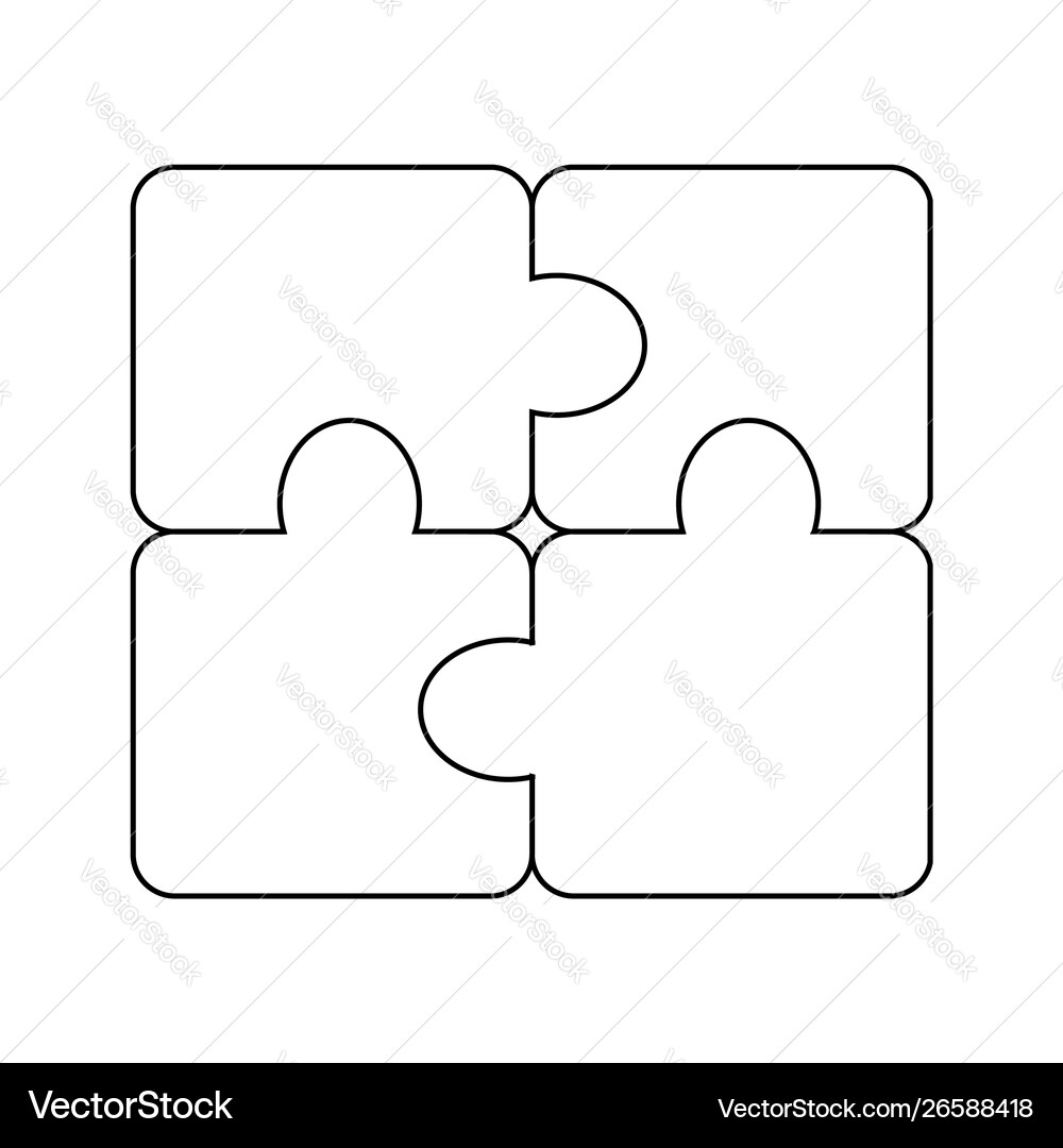 Outline puzzle icon 4 pieces puzzle design Vector Image