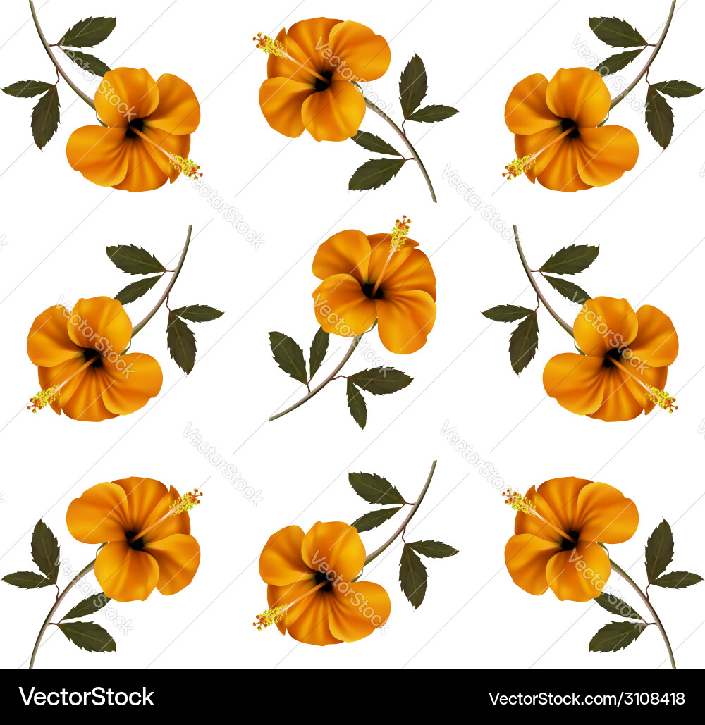 Pattern of beautiful yellow flowers Royalty Free Vector