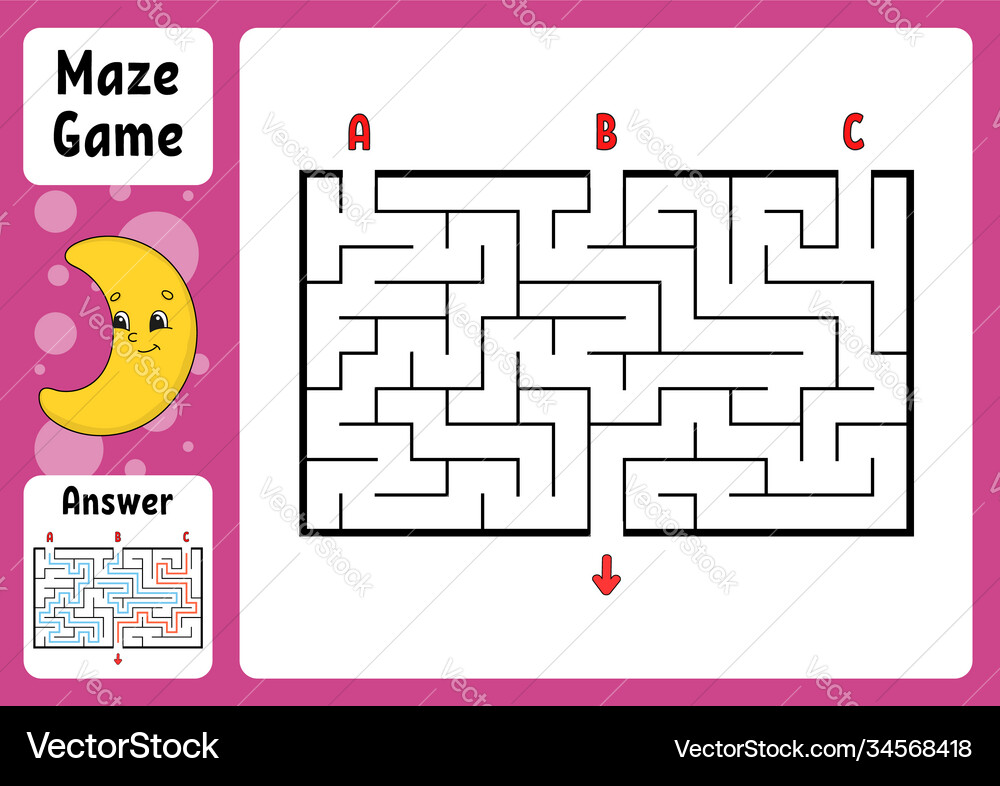 Rectangle maze game for kids three entrances one Vector Image