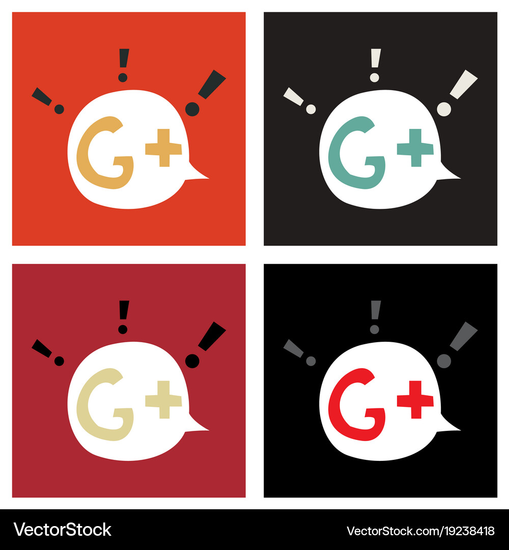 Set of flat google plus icons on background Vector Image