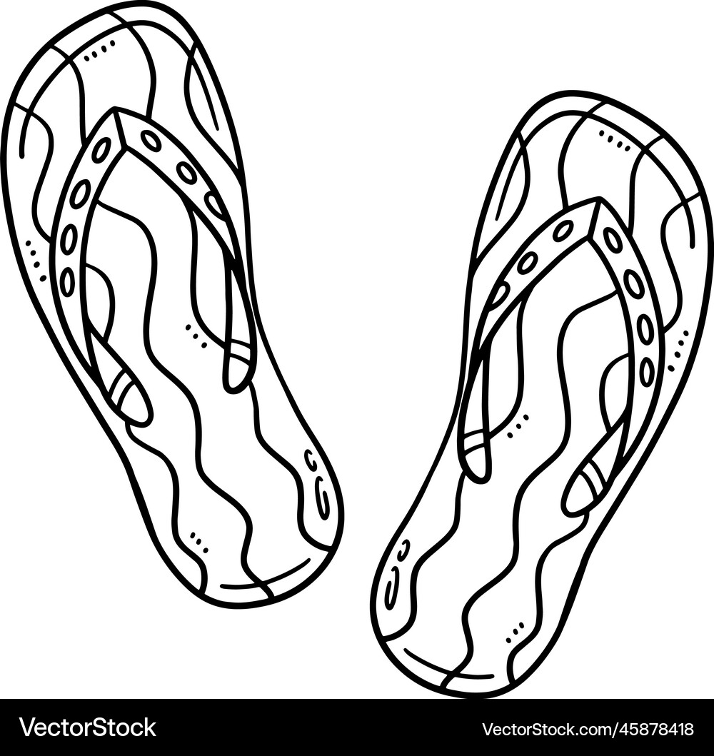 Slipper isolated coloring page for kids Royalty Free Vector