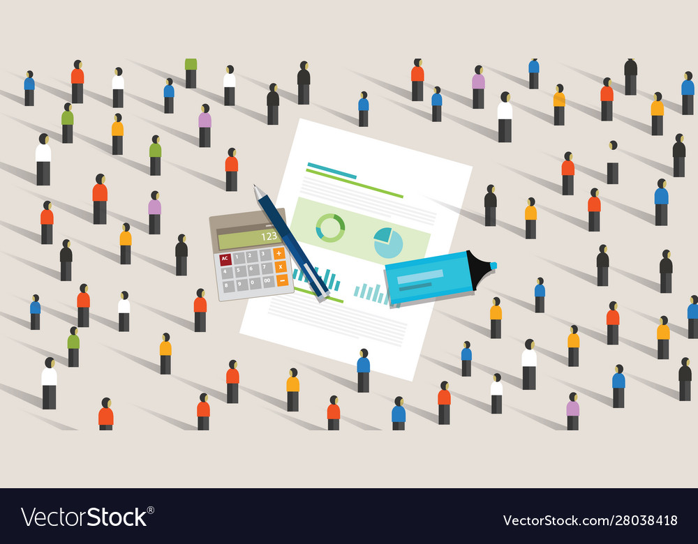 Statistics data population paper with chart Vector Image