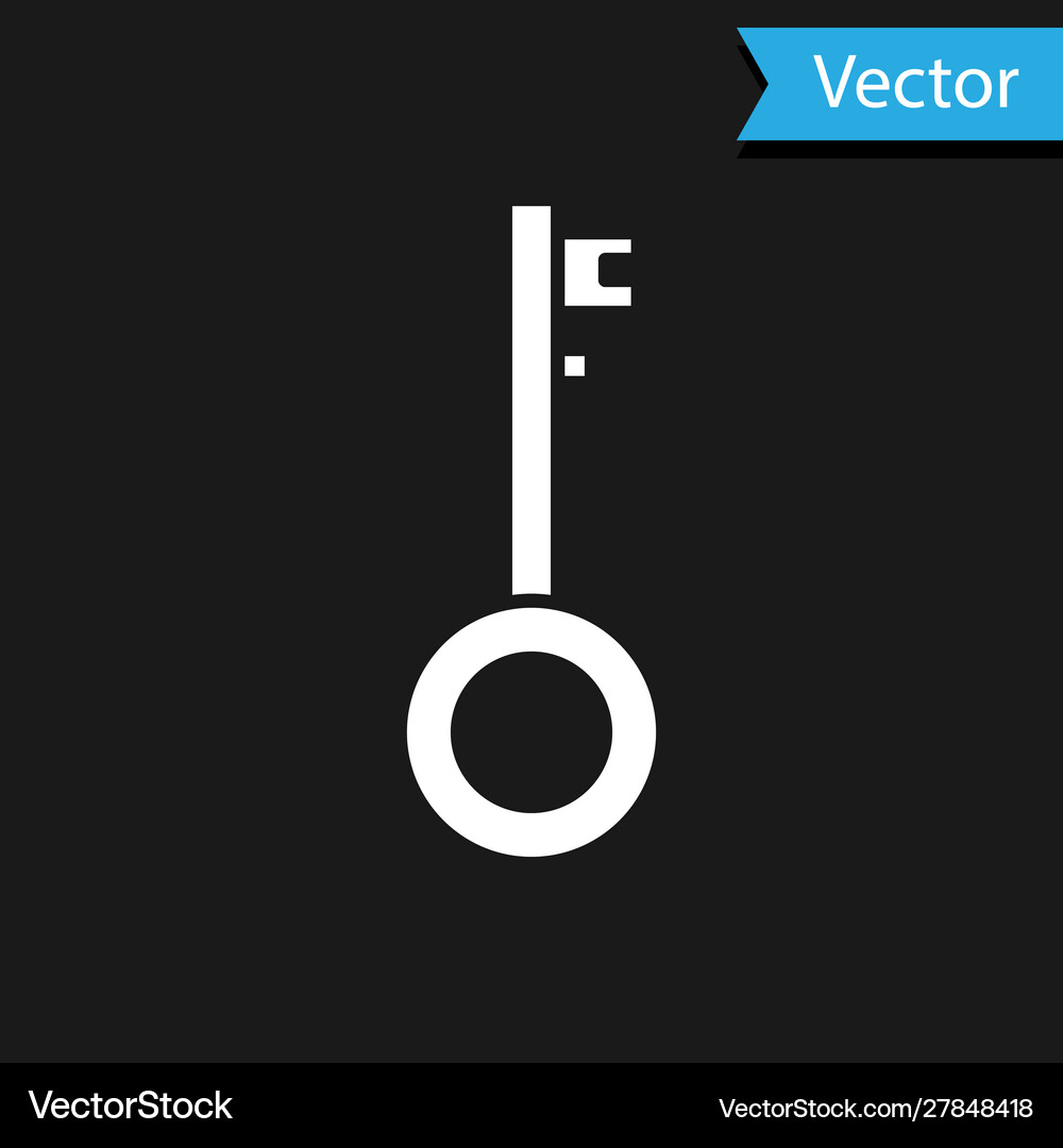 White pirate key icon isolated on black background