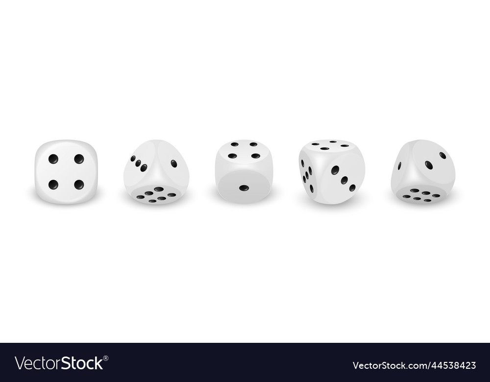 3d realistic white game dice icon set Royalty Free Vector