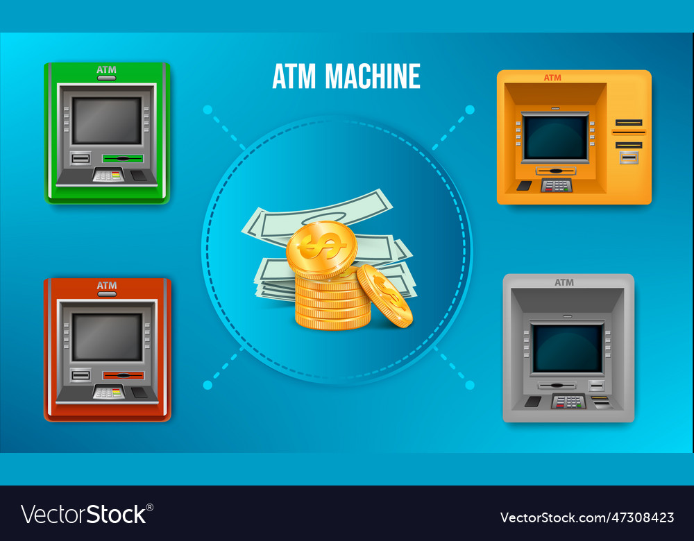 Atm machine infographic Royalty Free Vector Image