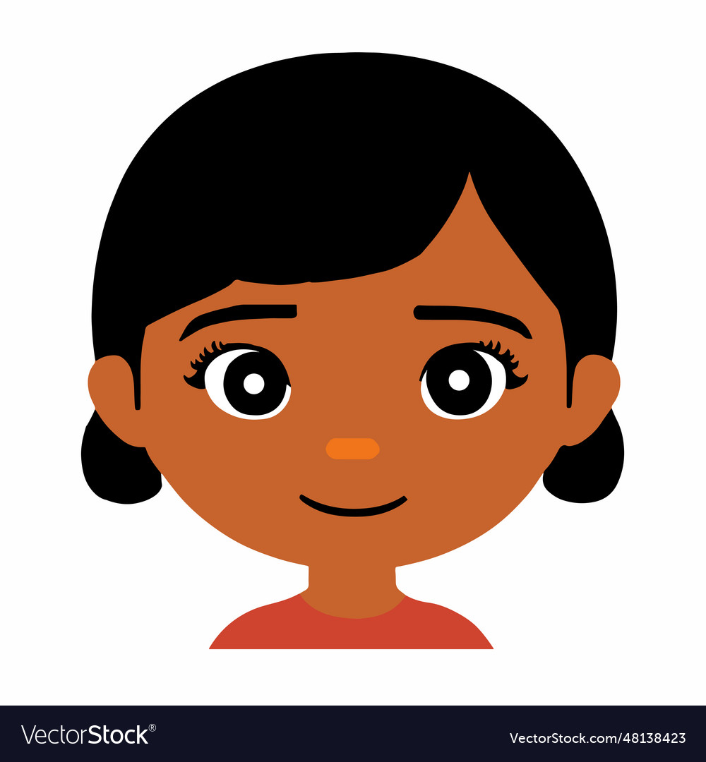 Cute Little Indian Girl Face On White Background Vector Image