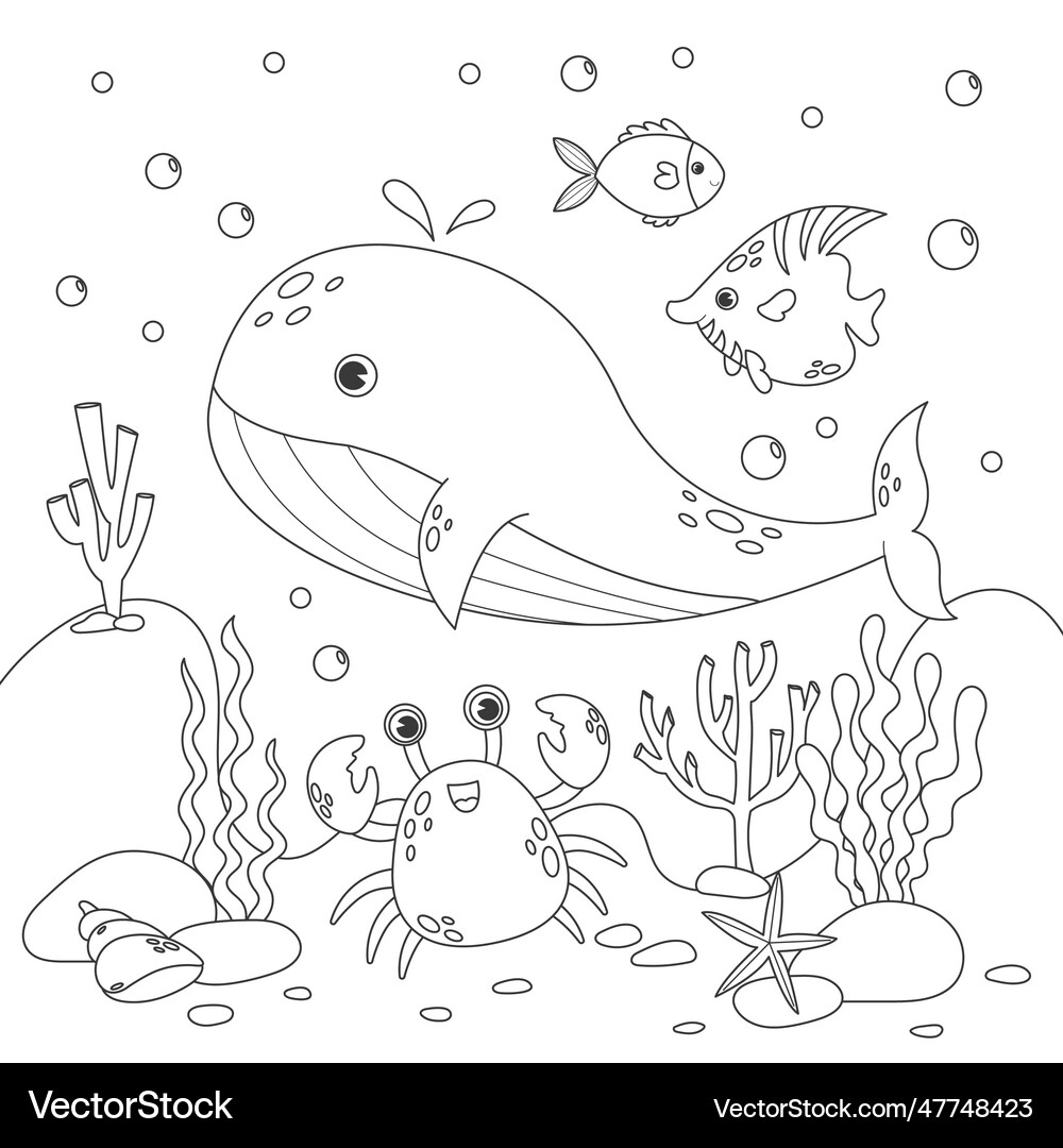 Cute square page coloring book for children Vector Image