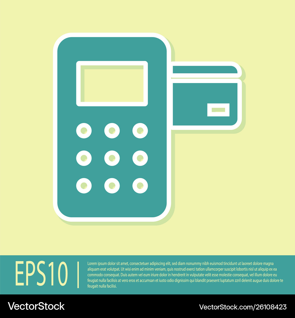 Green pos terminal with inserted credit card icon Vector Image