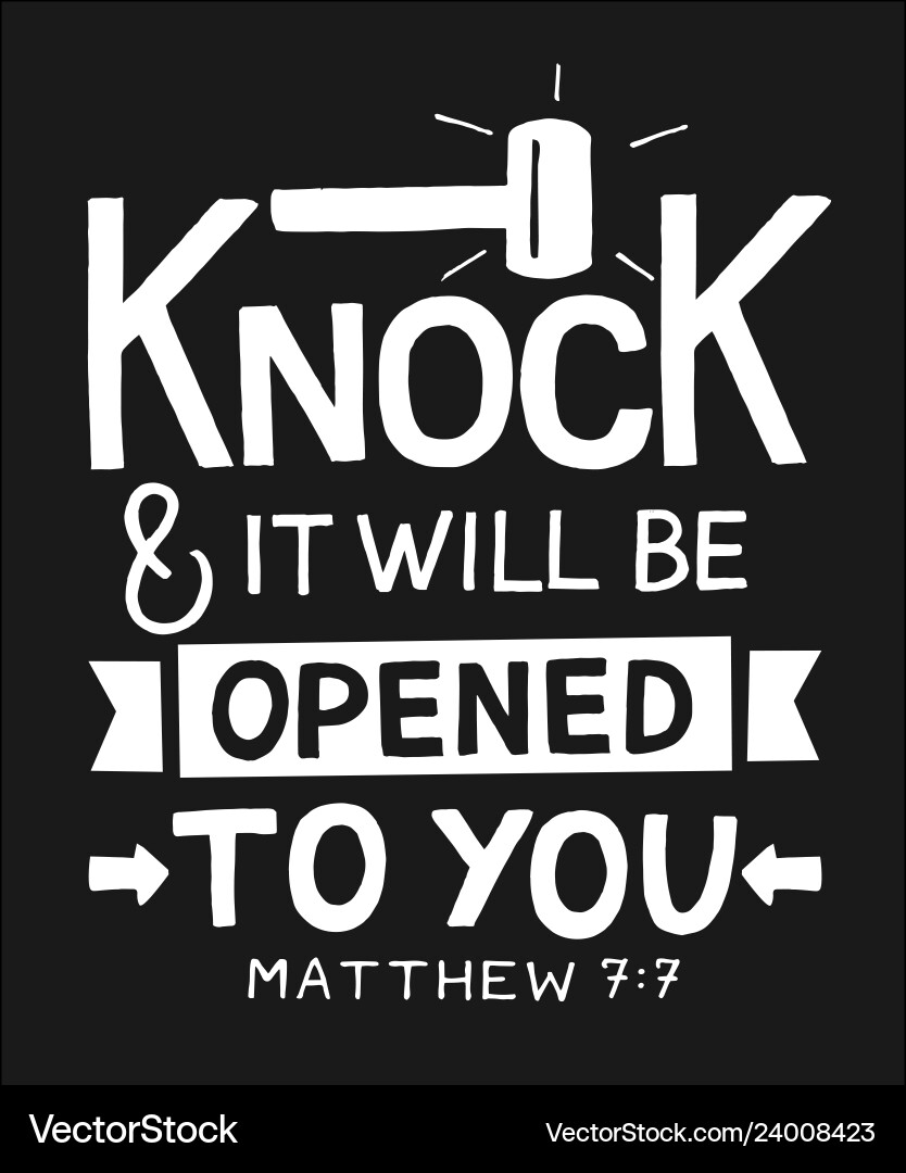 Hand lettering with bible verse knock Royalty Free Vector