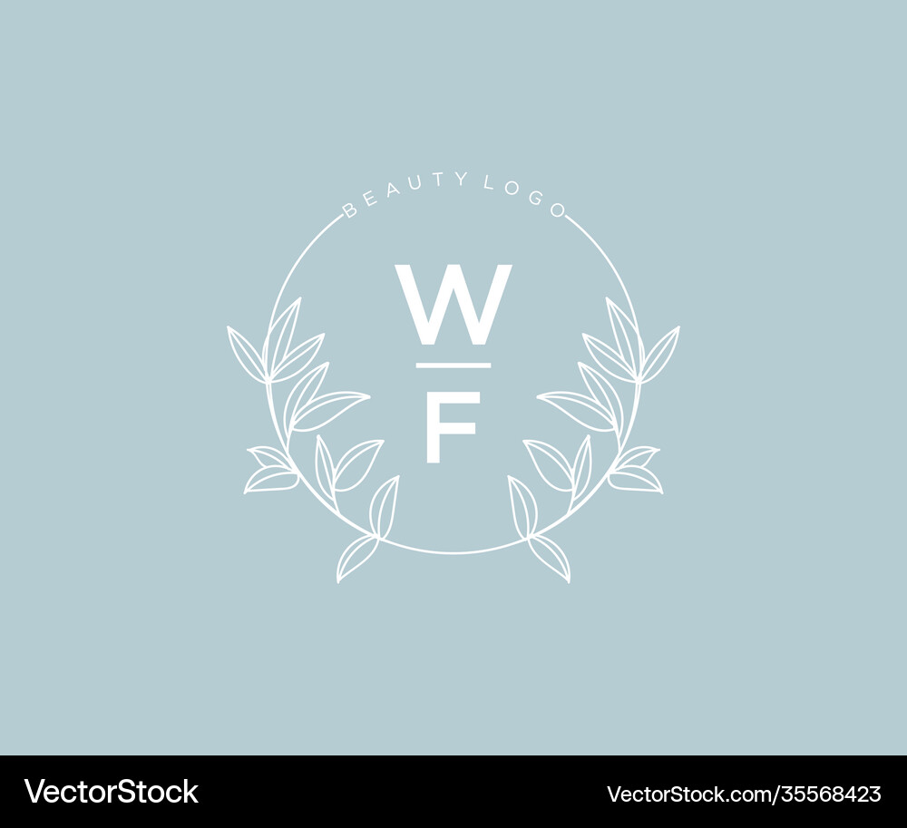 Initial wf letters beautiful floral feminine Vector Image