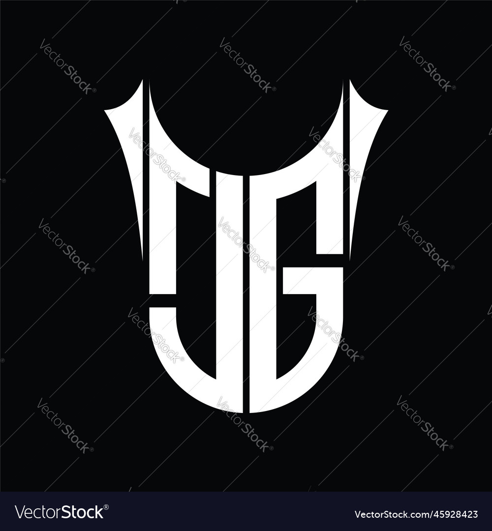 Jg logo monogram shield sharp half round shape Vector Image