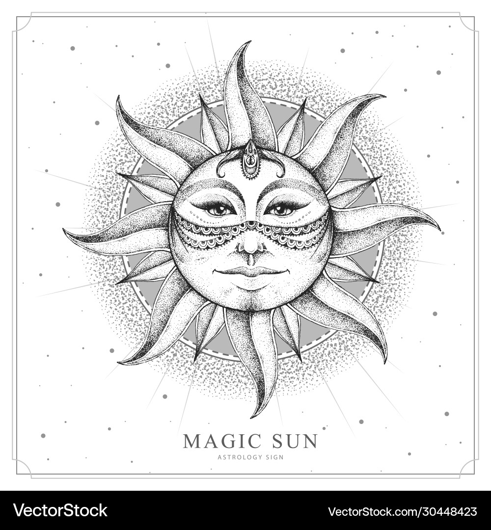 Magic witchcraft card with astrology sun sign Vector Image