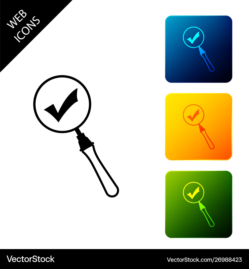 Magnifying glass and check mark icon isolated Vector Image