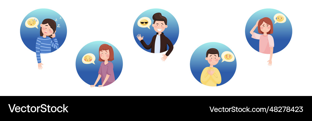 People emoji with face emotion expressing Vector Image