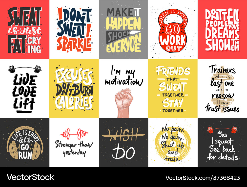 Set 15 motivational and inspirational Royalty Free Vector