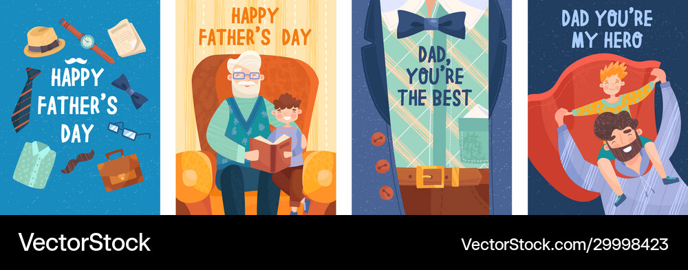 Set fathers day postcards Royalty Free Vector Image