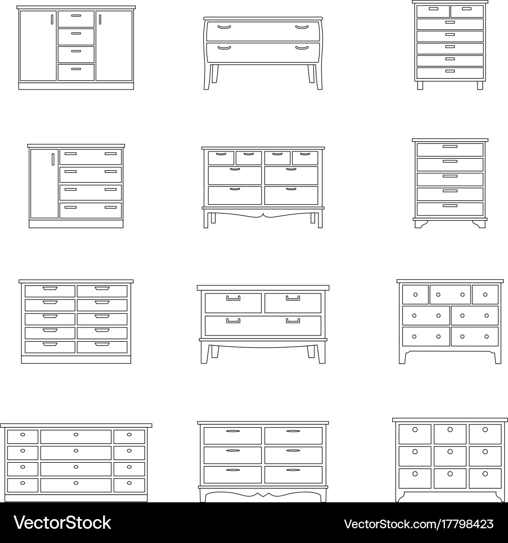 Set of chests drawers Royalty Free Vector Image