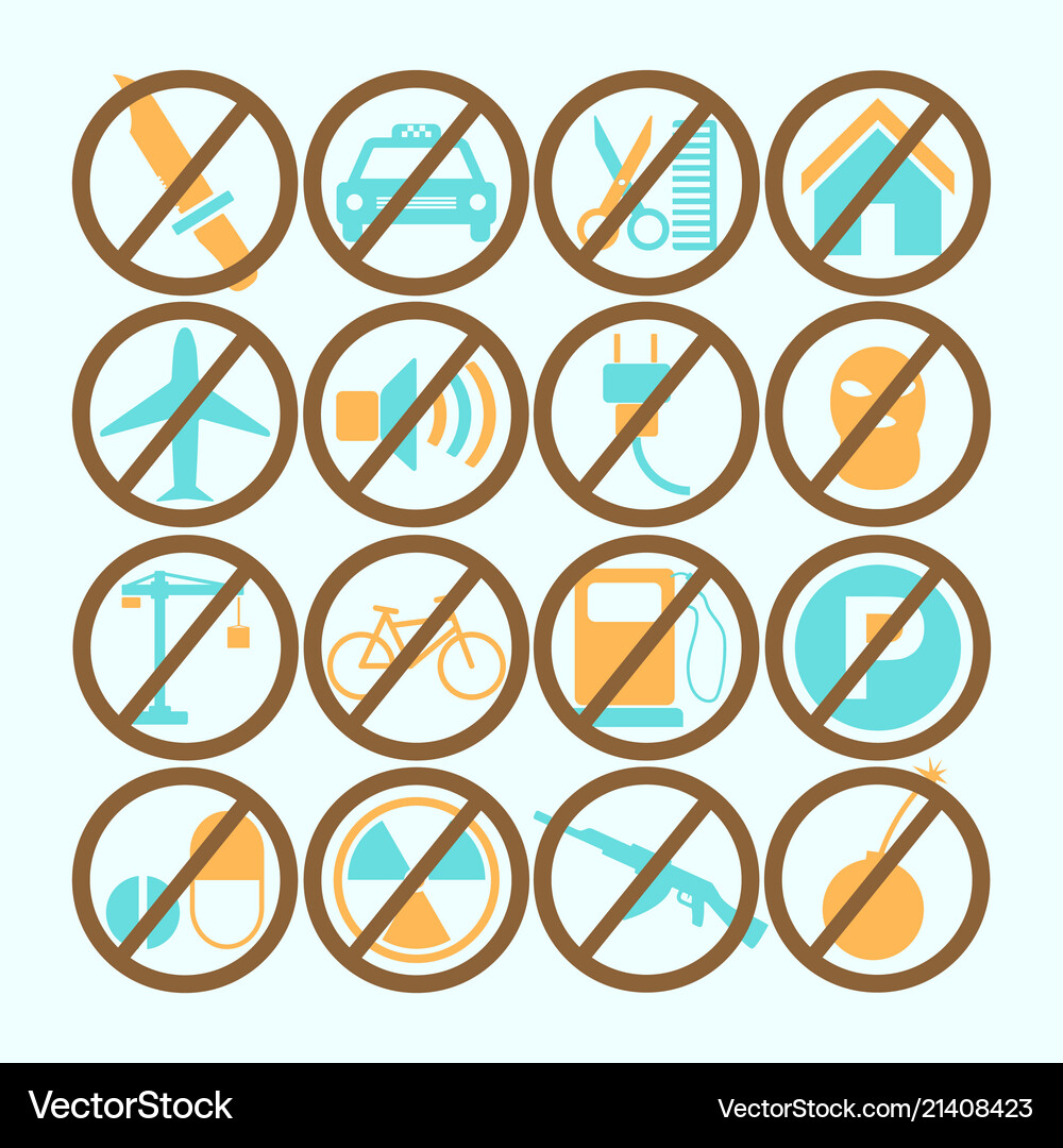 Set of colored forbidden signs Royalty Free Vector Image