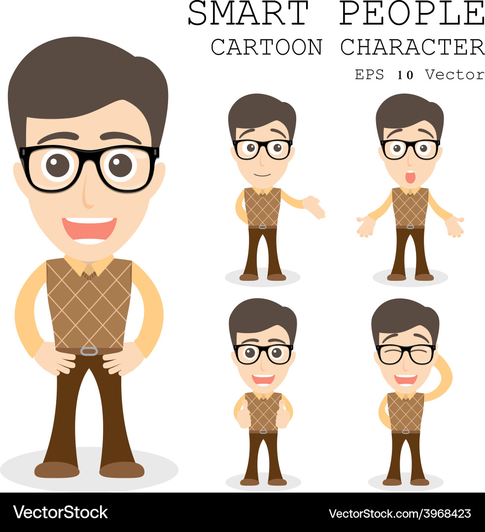 Smart people cartoon character eps 10 Royalty Free Vector