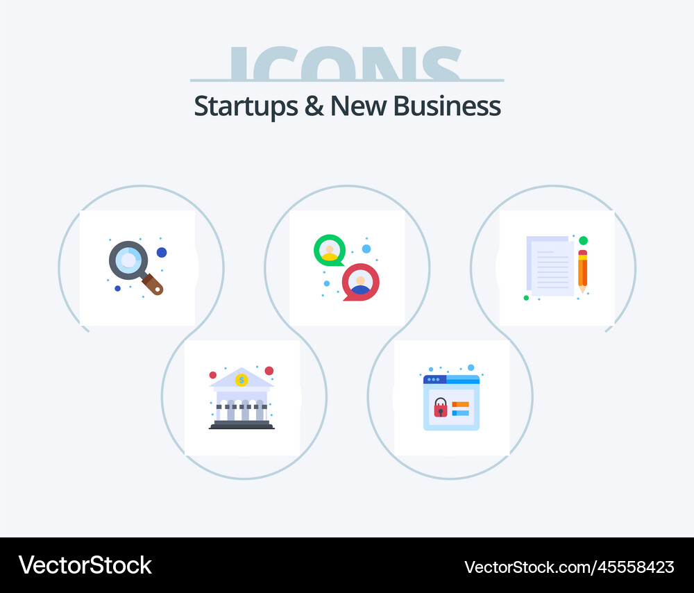 Startups and new business flat icon pack 5 icon Vector Image