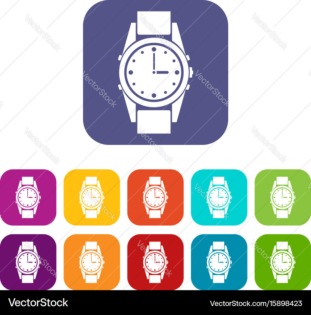 Swiss watch icons set Royalty Free Vector Image
