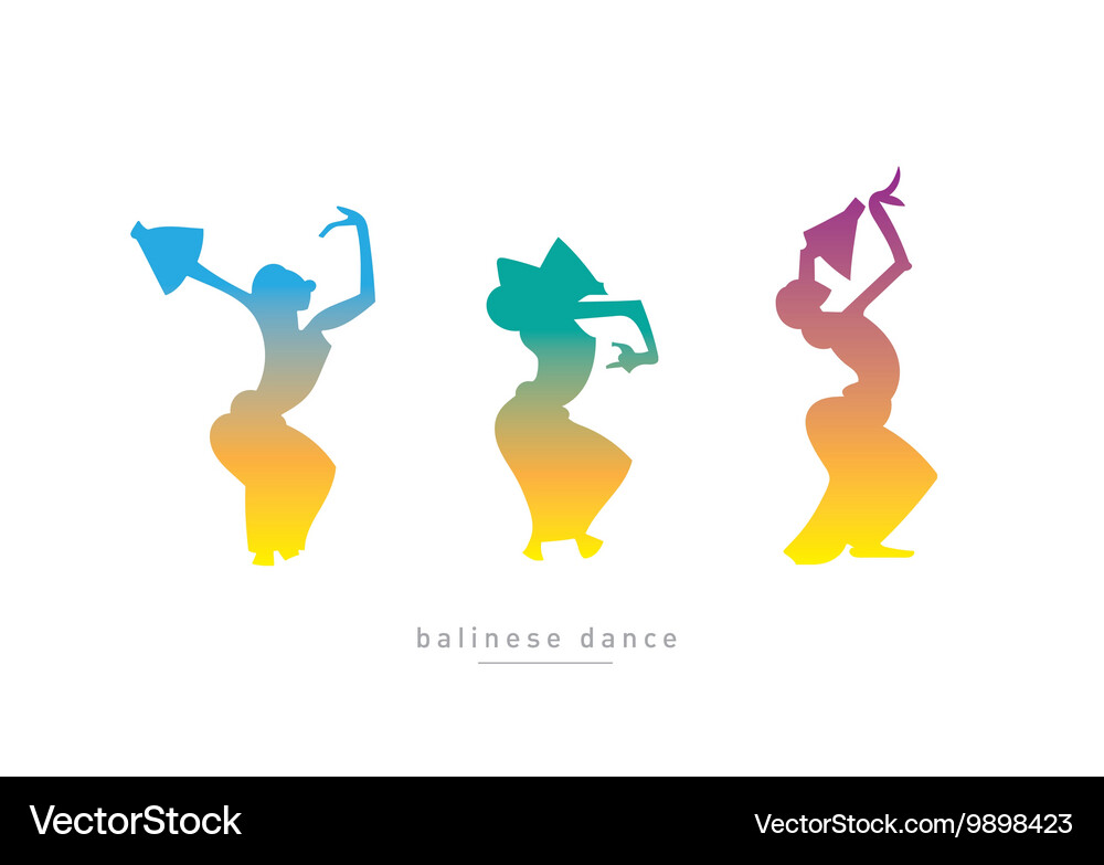 Three girls dancing balinese dance Royalty Free Vector Image