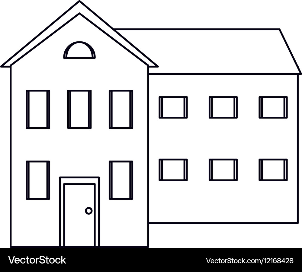 Big house and many windows outline Royalty Free Vector Image