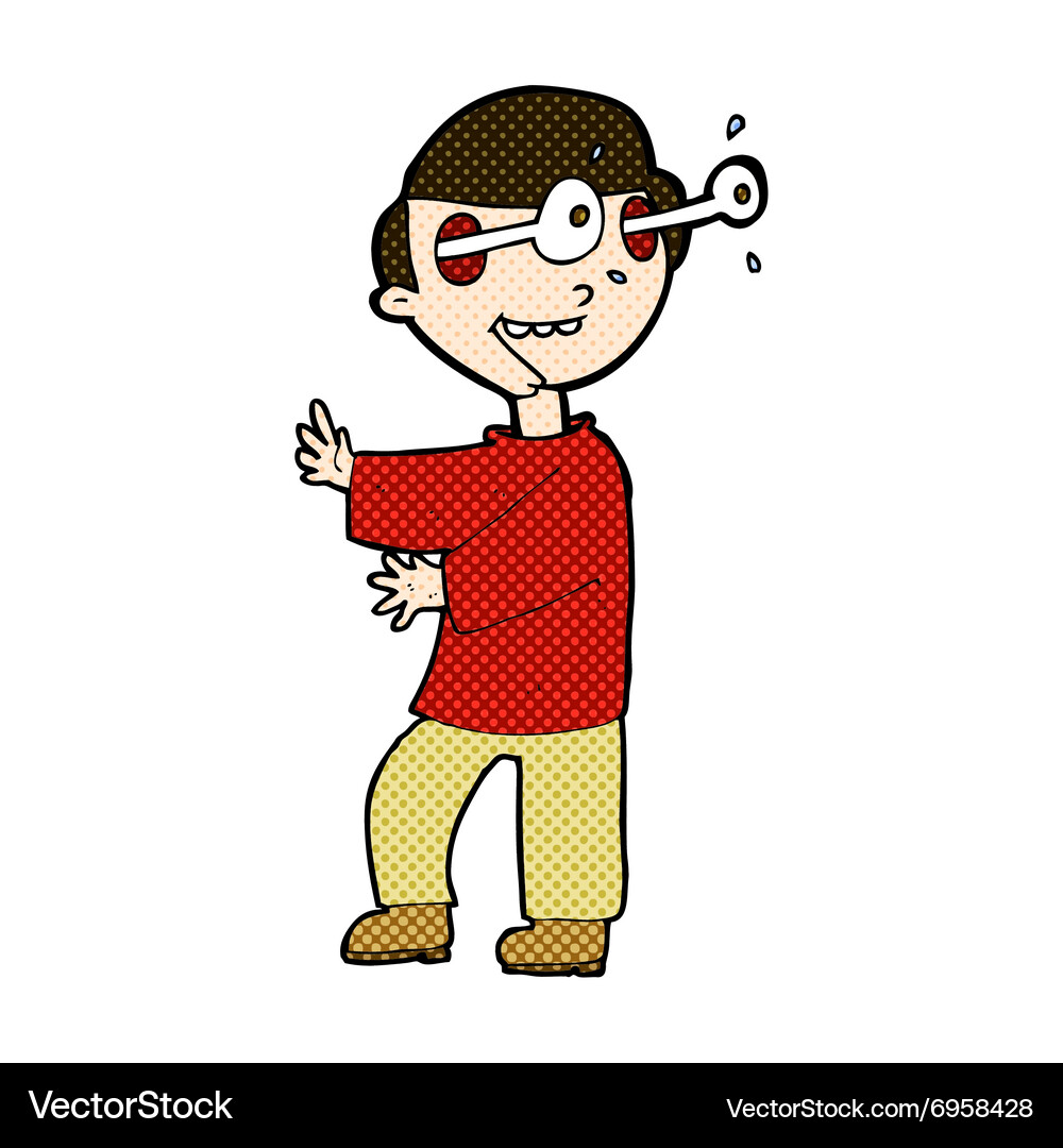 Comic cartoon boy with popping out eyes Royalty Free Vector