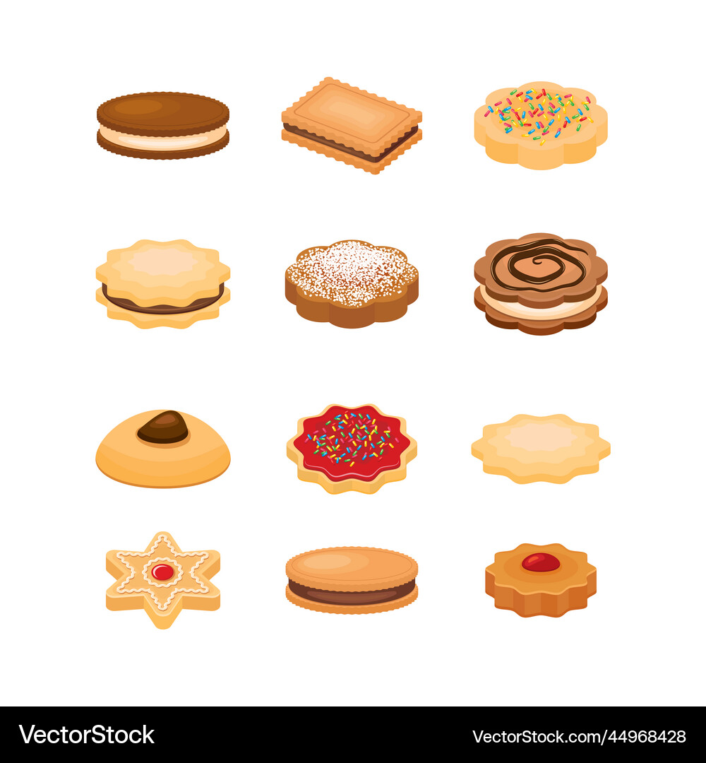 Cookies and tea cakes icon set Royalty Free Vector Image