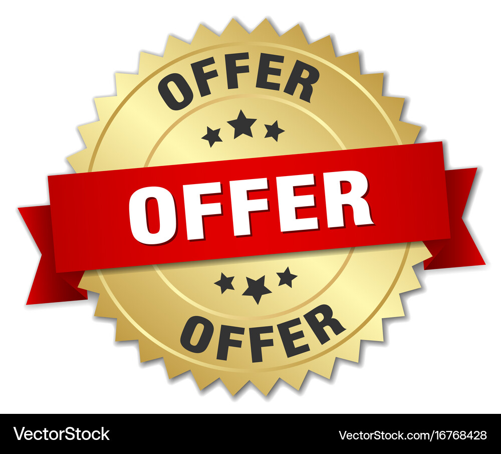 Offer round isolated gold badge Royalty Free Vector Image