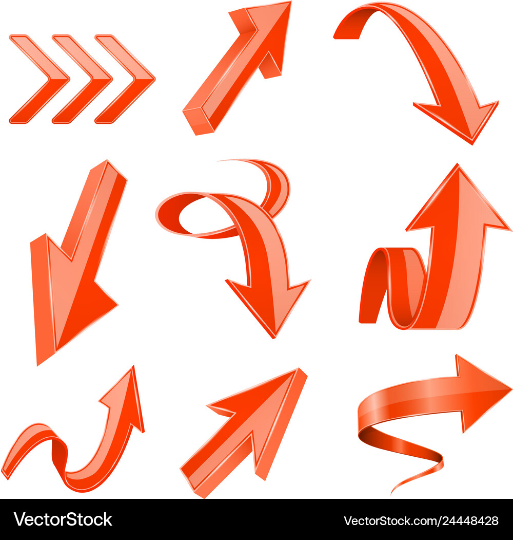 Orange 3d shiny arrows Royalty Free Vector Image