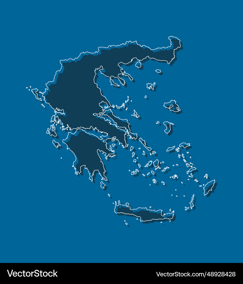 Outline map greece line border country Royalty Free Vector