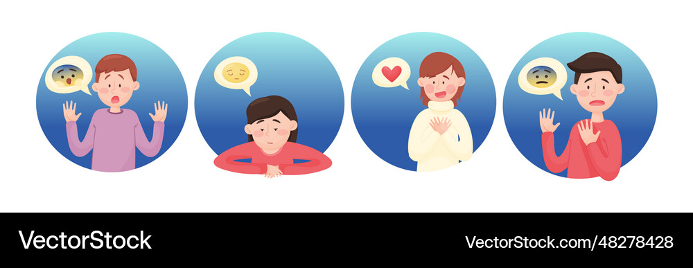 People emoji with face emotion expressing Vector Image