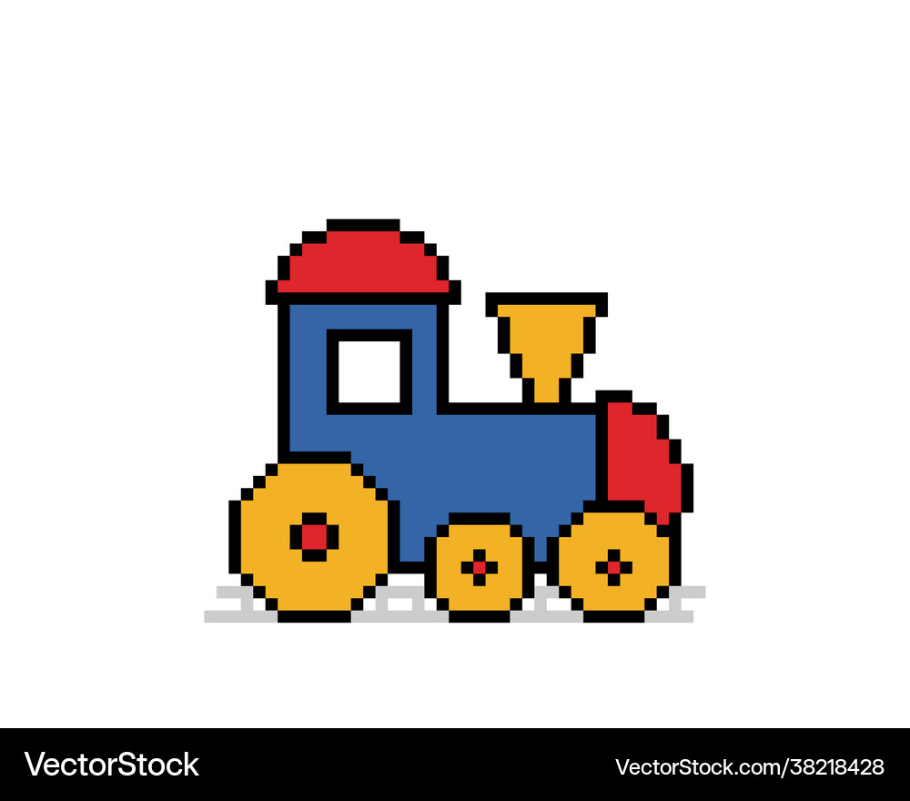 Pixel kids train toy for 8 bit game assets Vector Image
