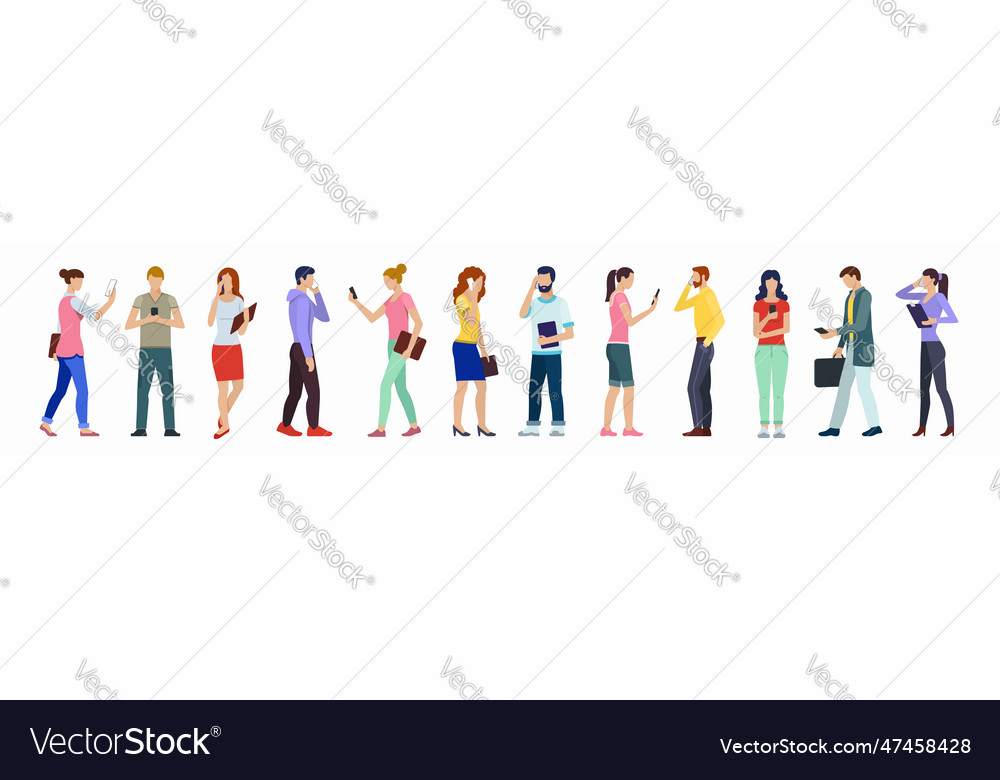 Set of people using smartphones Royalty Free Vector Image