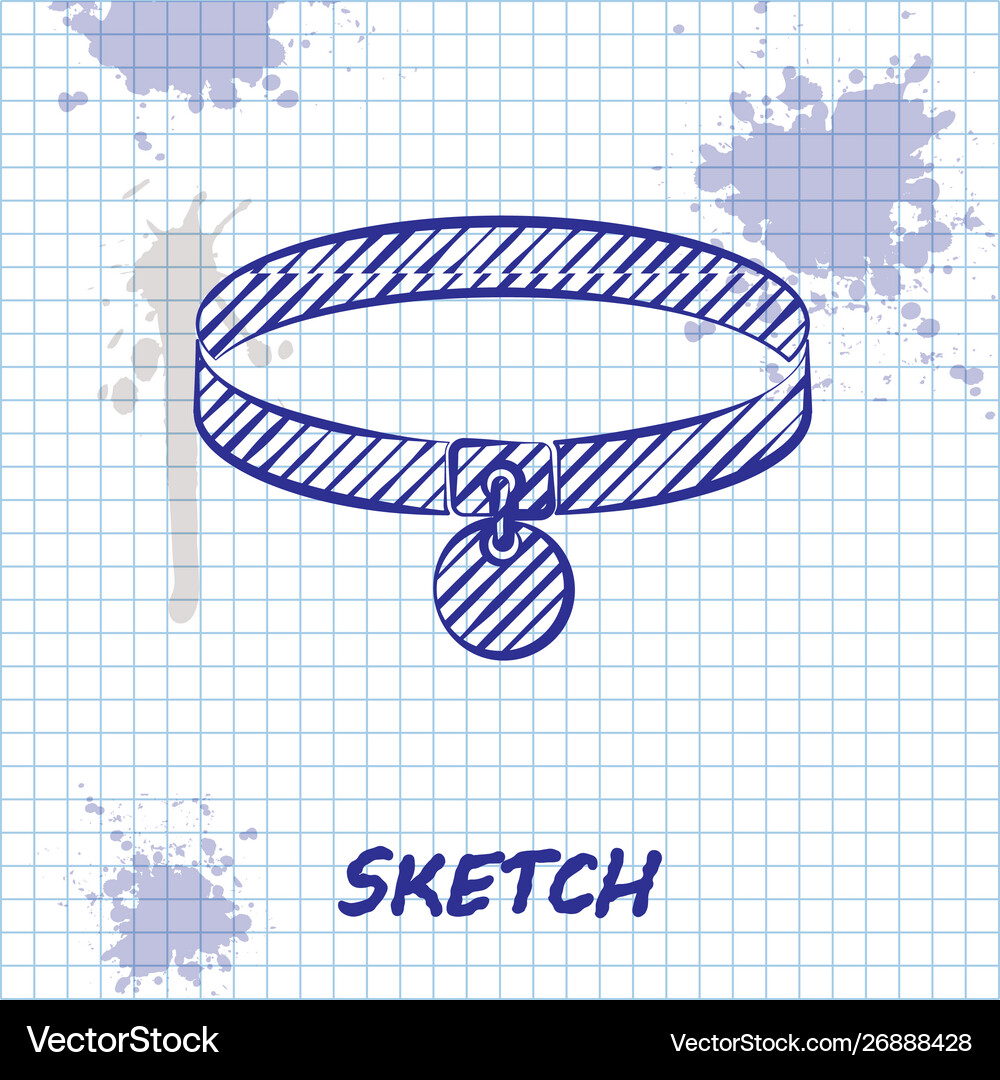 Sketch line collar with name tag icon isolated Vector Image