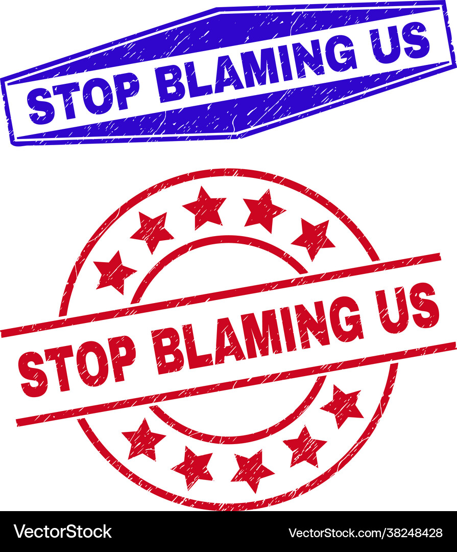 Stop blaming us rubber seals in round and hexagon Vector Image