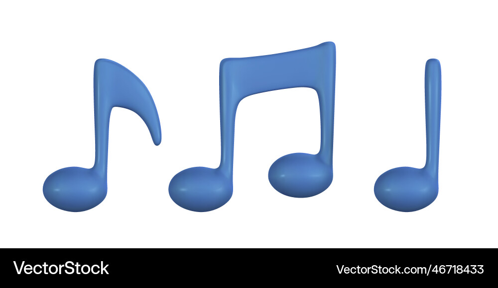 3d music note for music concept design in plastic Vector Image