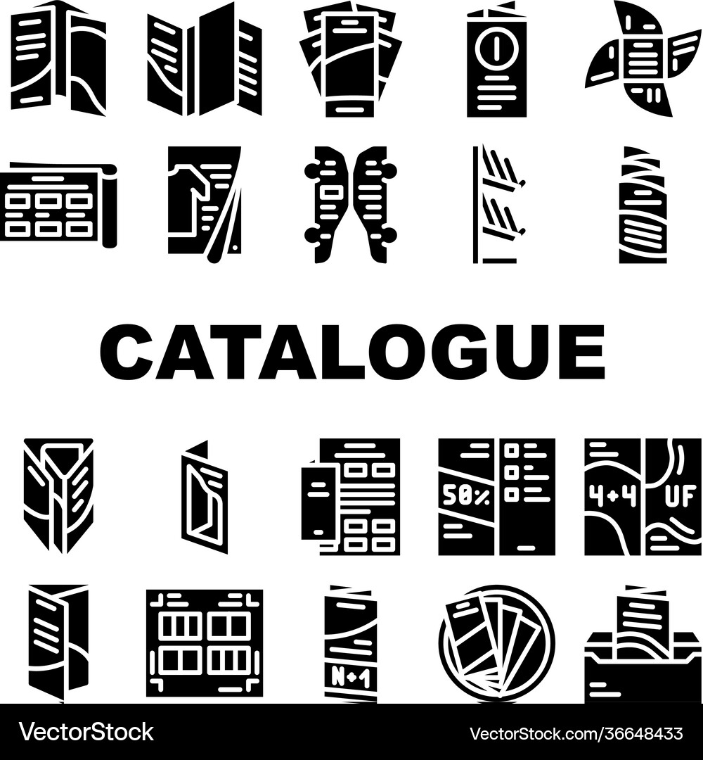 Catalog and booklet collection icons set Vector Image