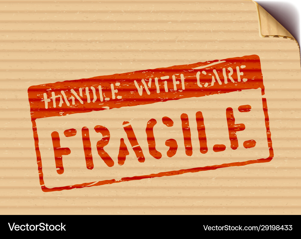 Fragile sign on cardboard box for logistics Vector Image