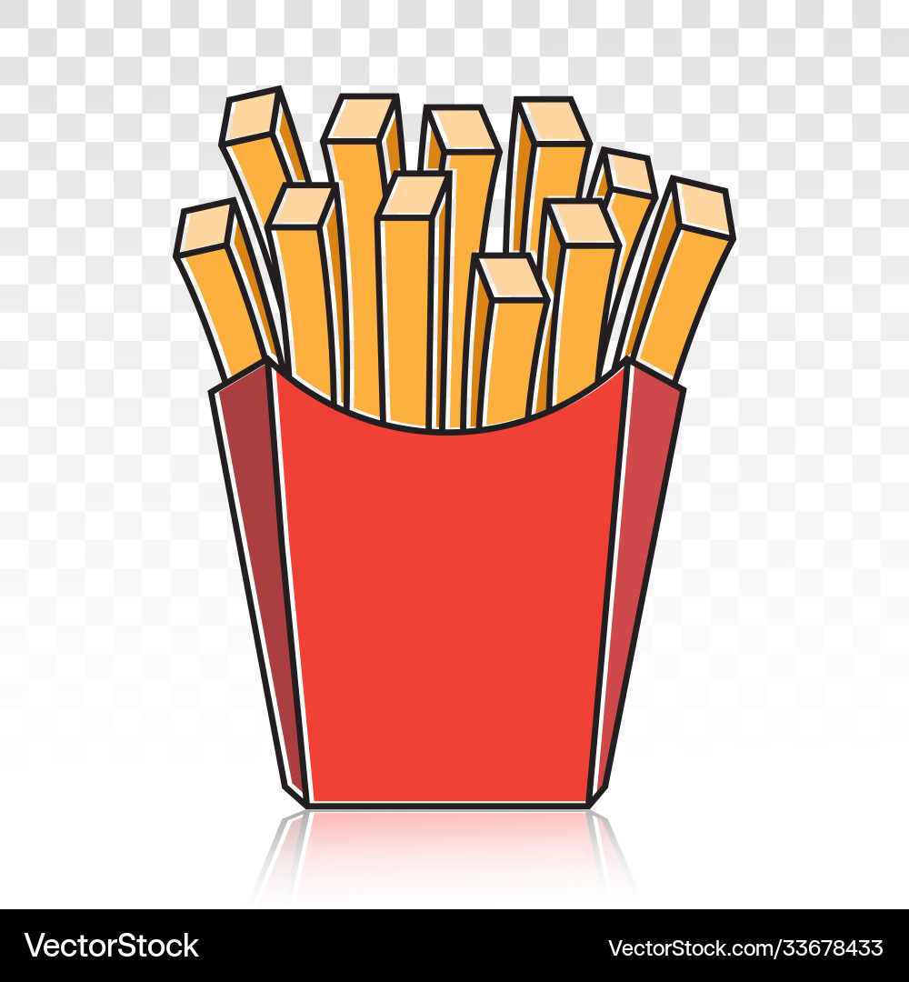 French fries potato chips flat colour icon Vector Image
