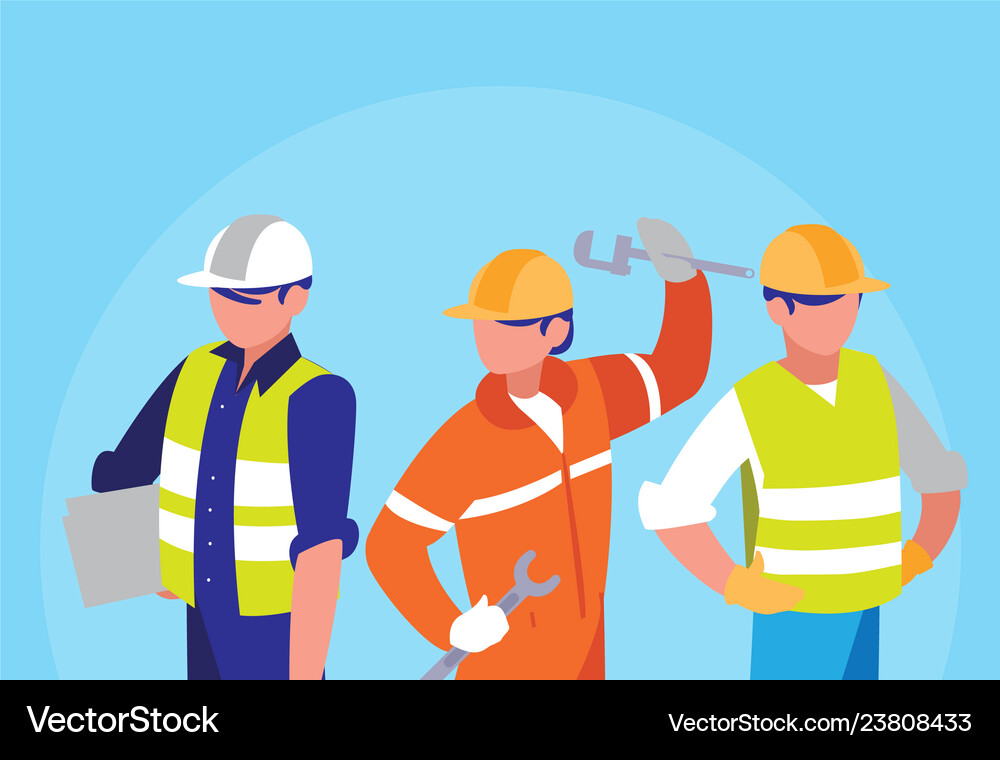 Group of workers industrials avatar character Vector Image