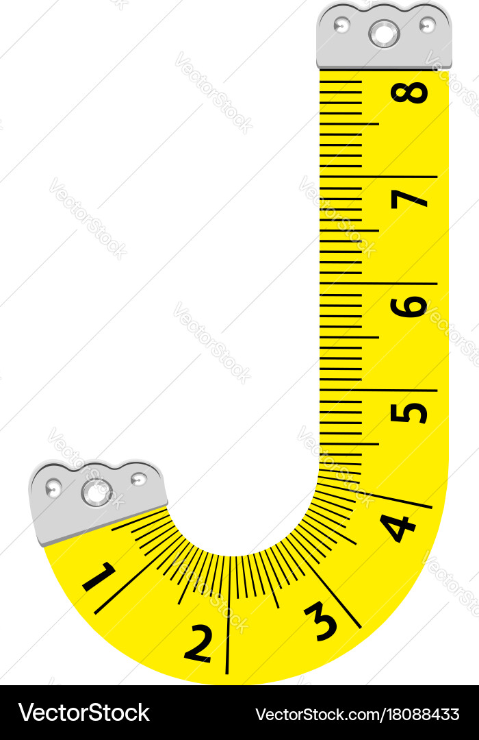 Letter j ruler icon cartoon style Royalty Free Vector Image