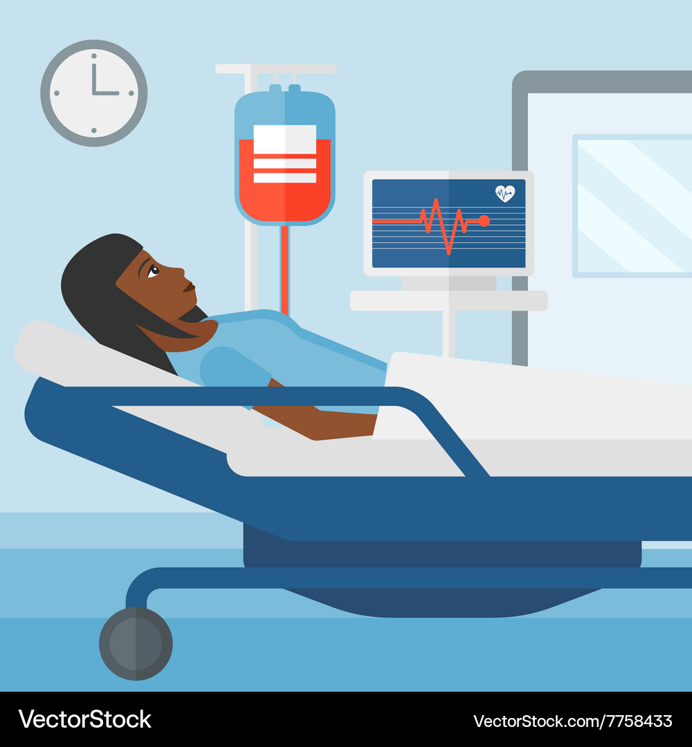 Patient lying in hospital bed Royalty Free Vector Image