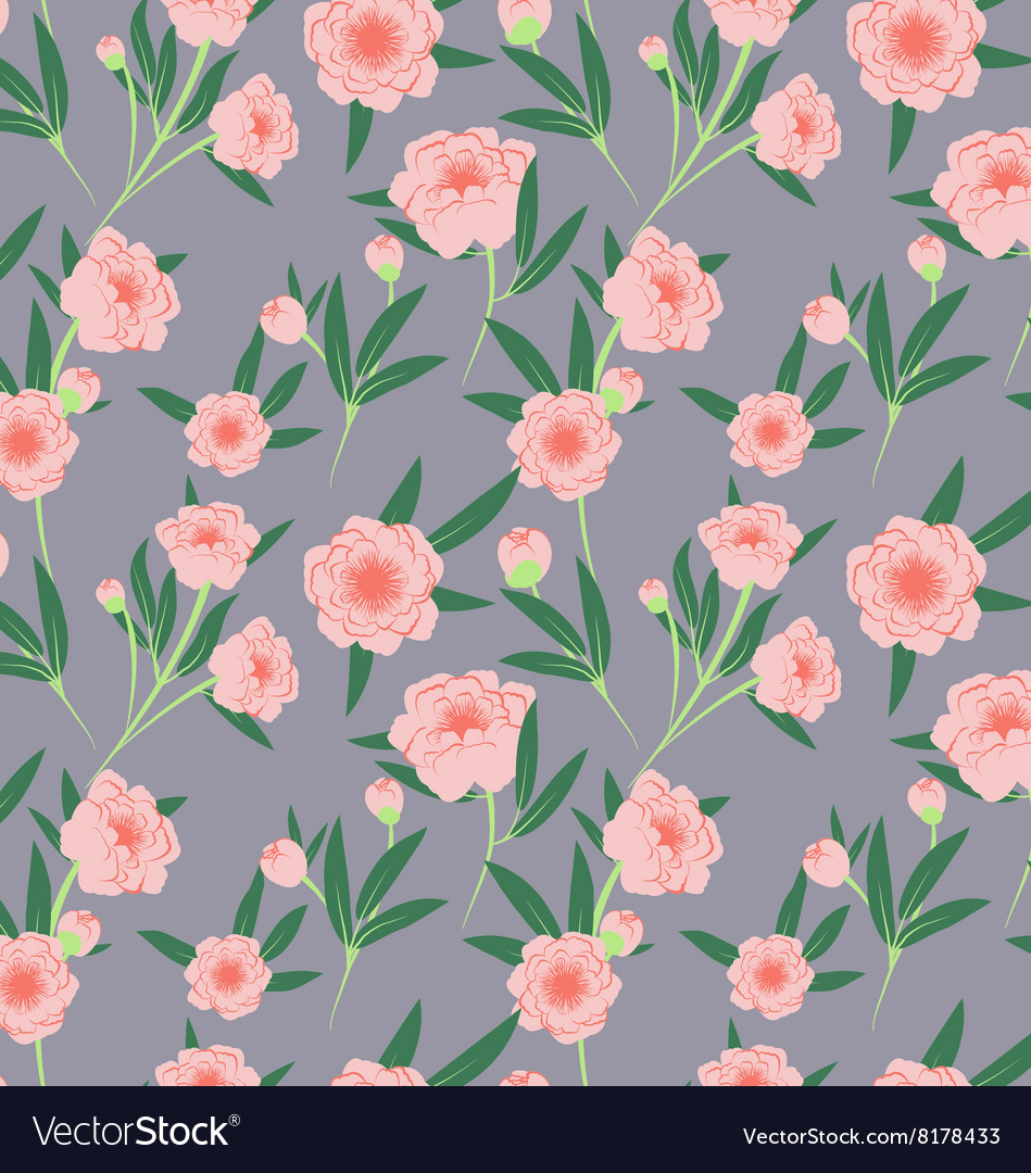 Peony seamless pattern Royalty Free Vector Image
