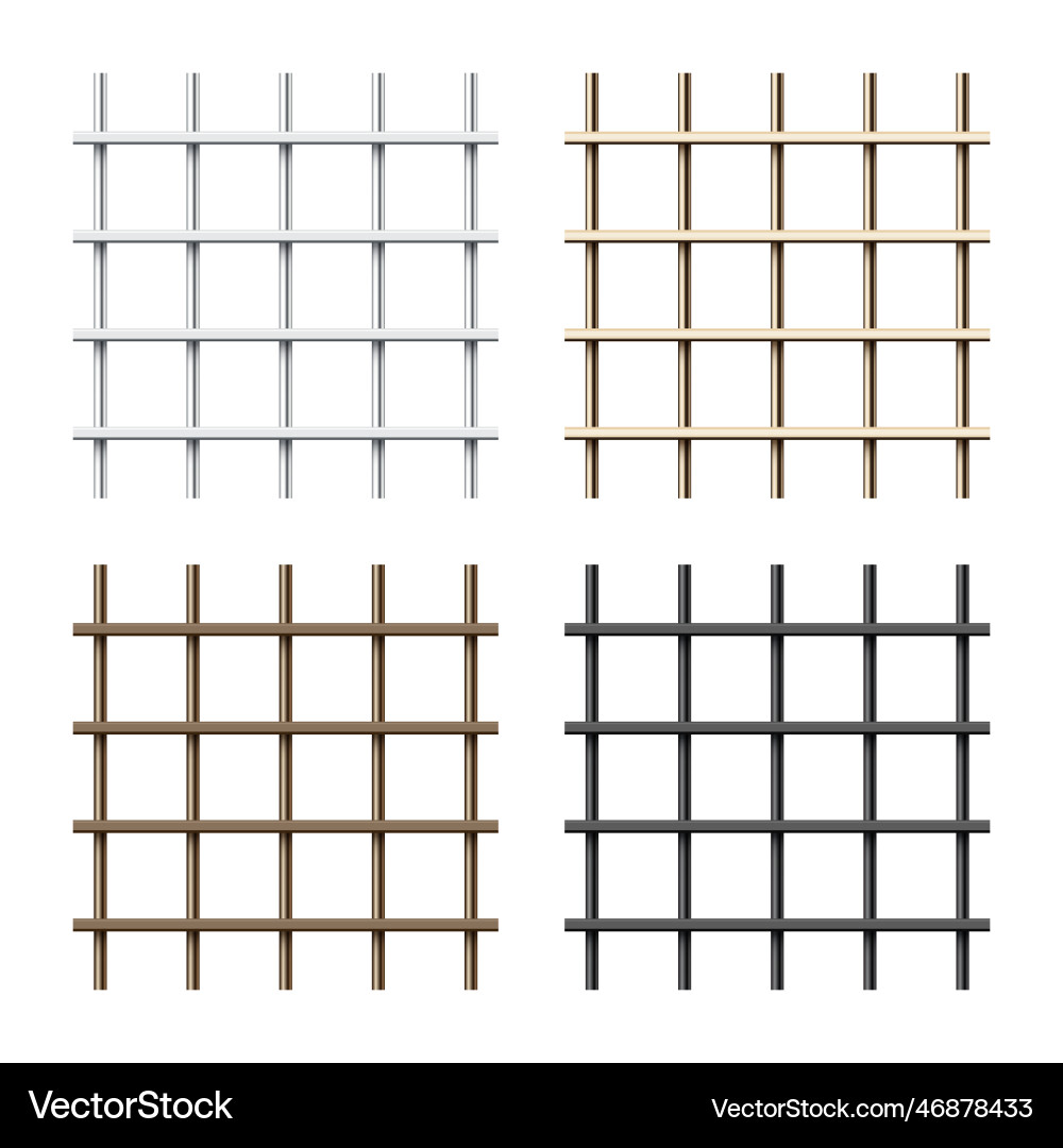 Realistic shiny metal prison bars isolated Vector Image