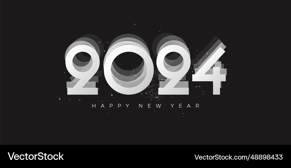 Retro design happy new year 2024 Royalty Free Vector Image
