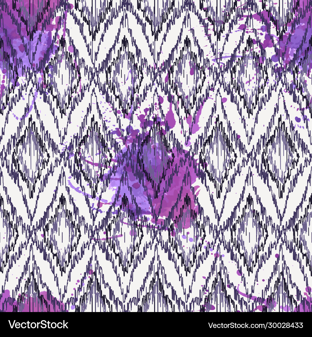 Seamless ikat ethnic pattern with watercolor Vector Image