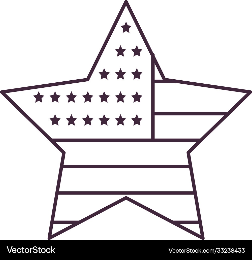 Usa flag star shaped line style icon design Vector Image